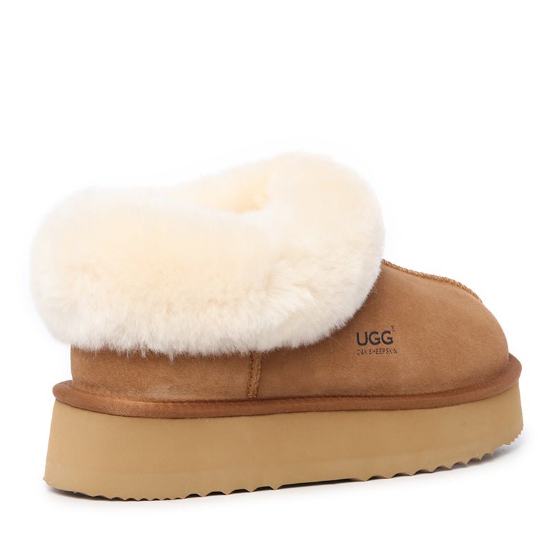 Platinum Platform Ugg Slippers | Plush Wool-Lined Slippers